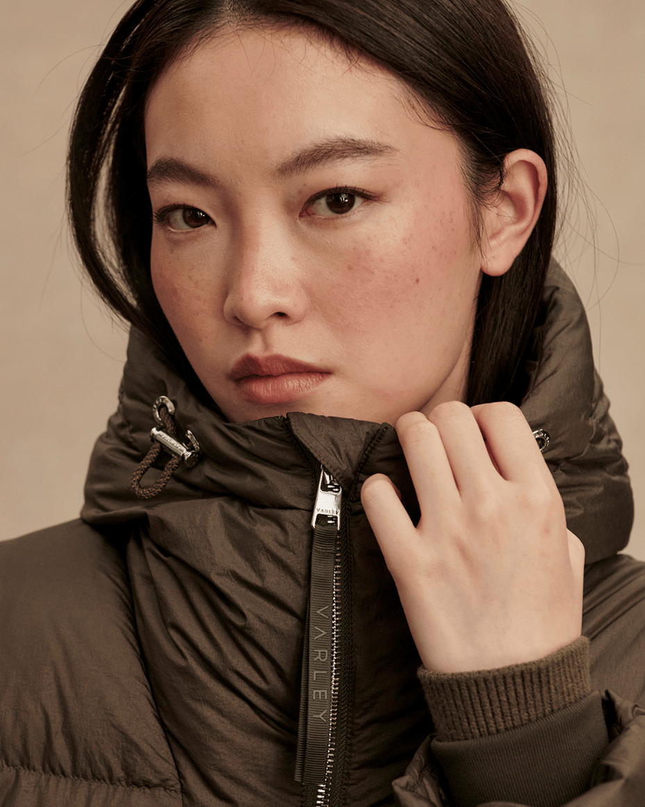 Varley Katya Long Down Puffa Jacket – Luxe Leopard